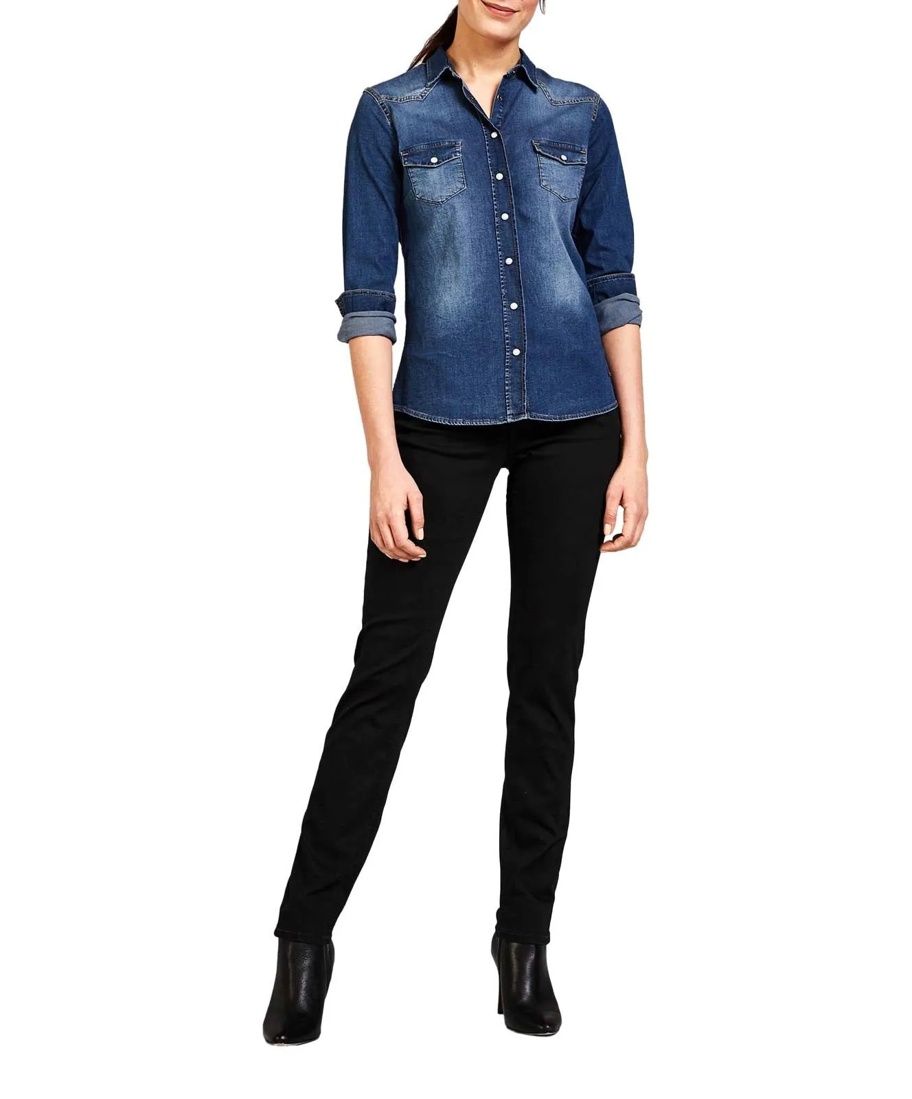 Mustang Sissy Slim Jeans aus Schwarzem Denim