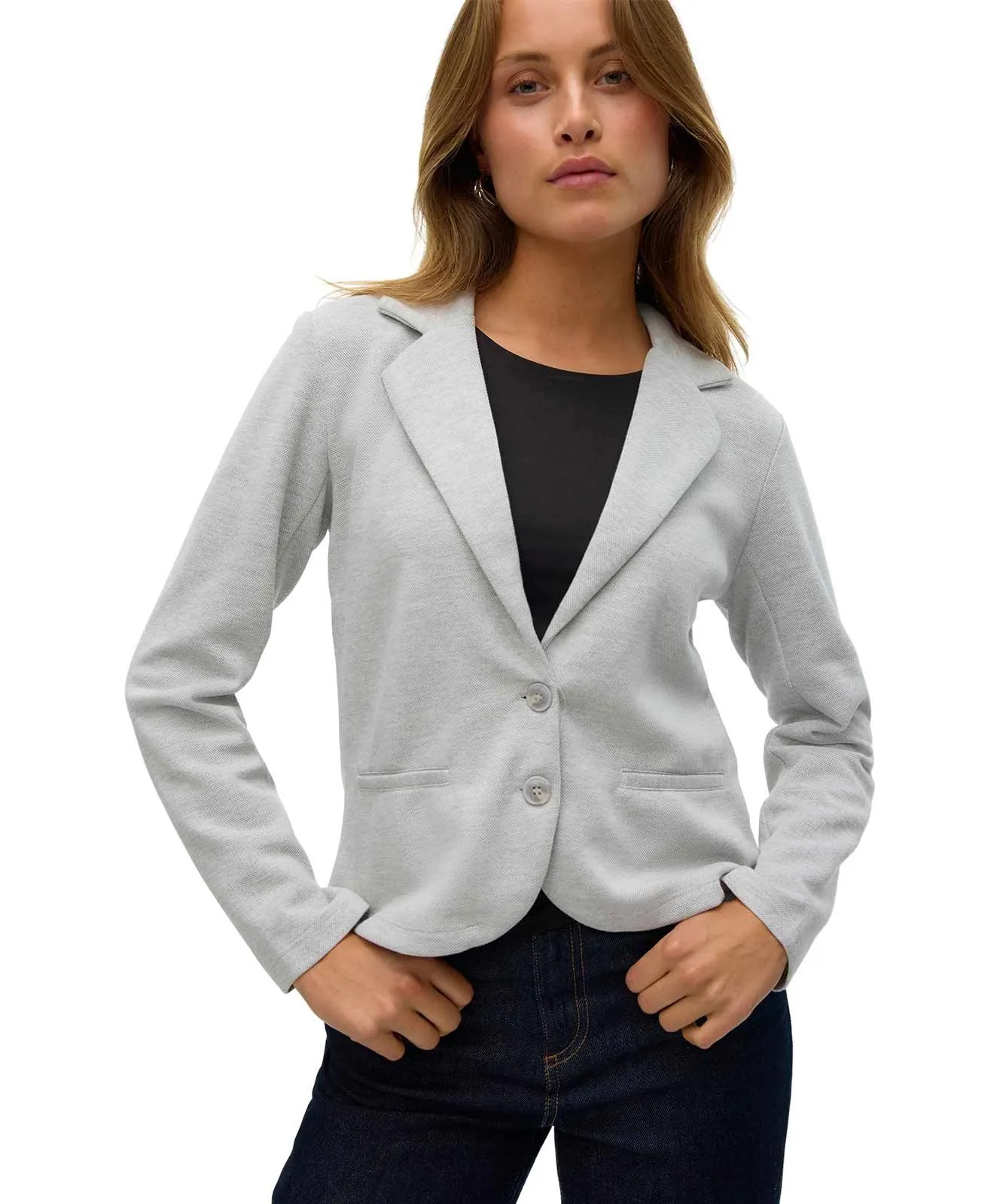 Vero Moda Blazer in Hellgrau aus Stretch-Jersey