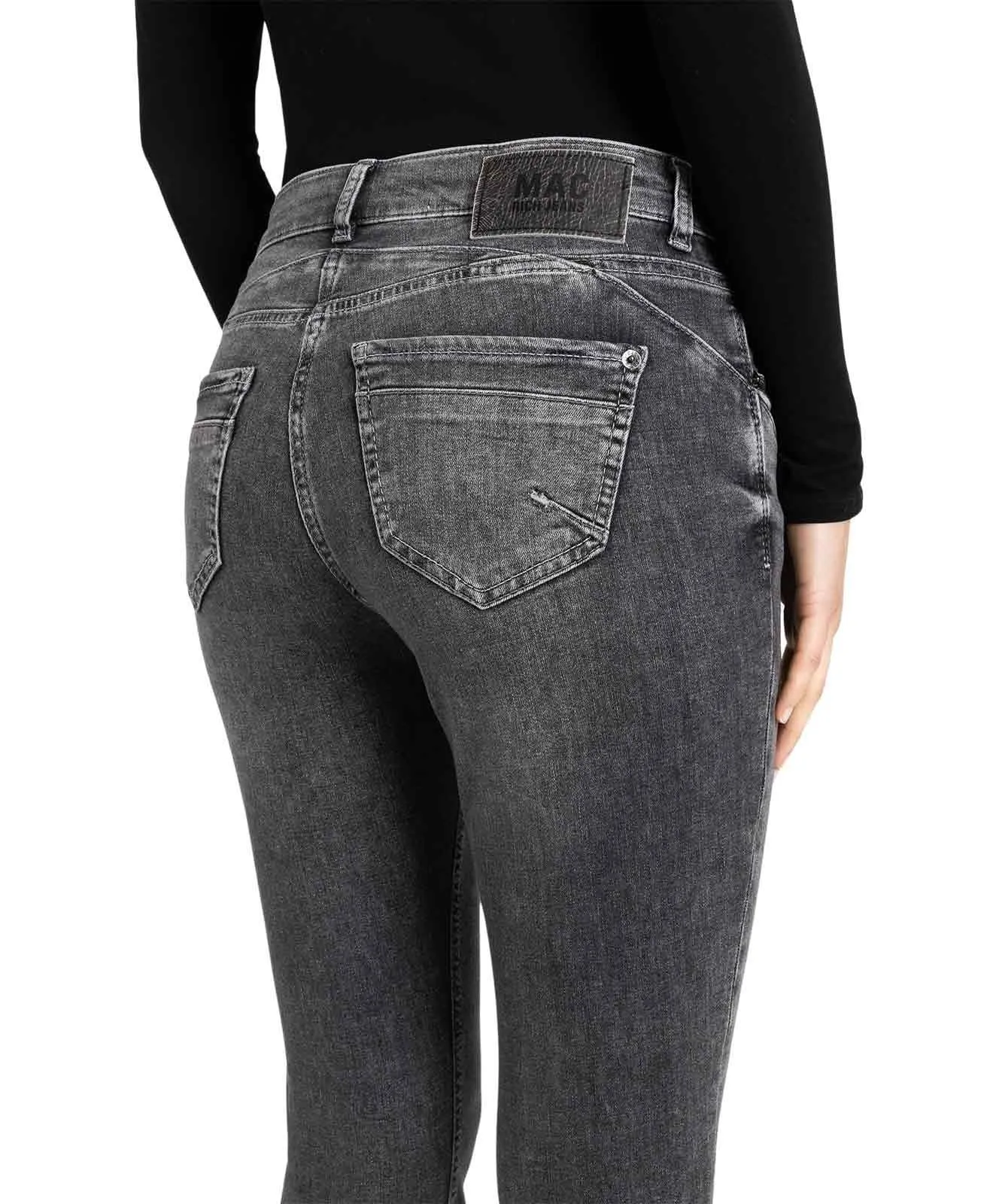 Mac Rich Slim Chic Jeans in dunkler anthrazite Verwaschung